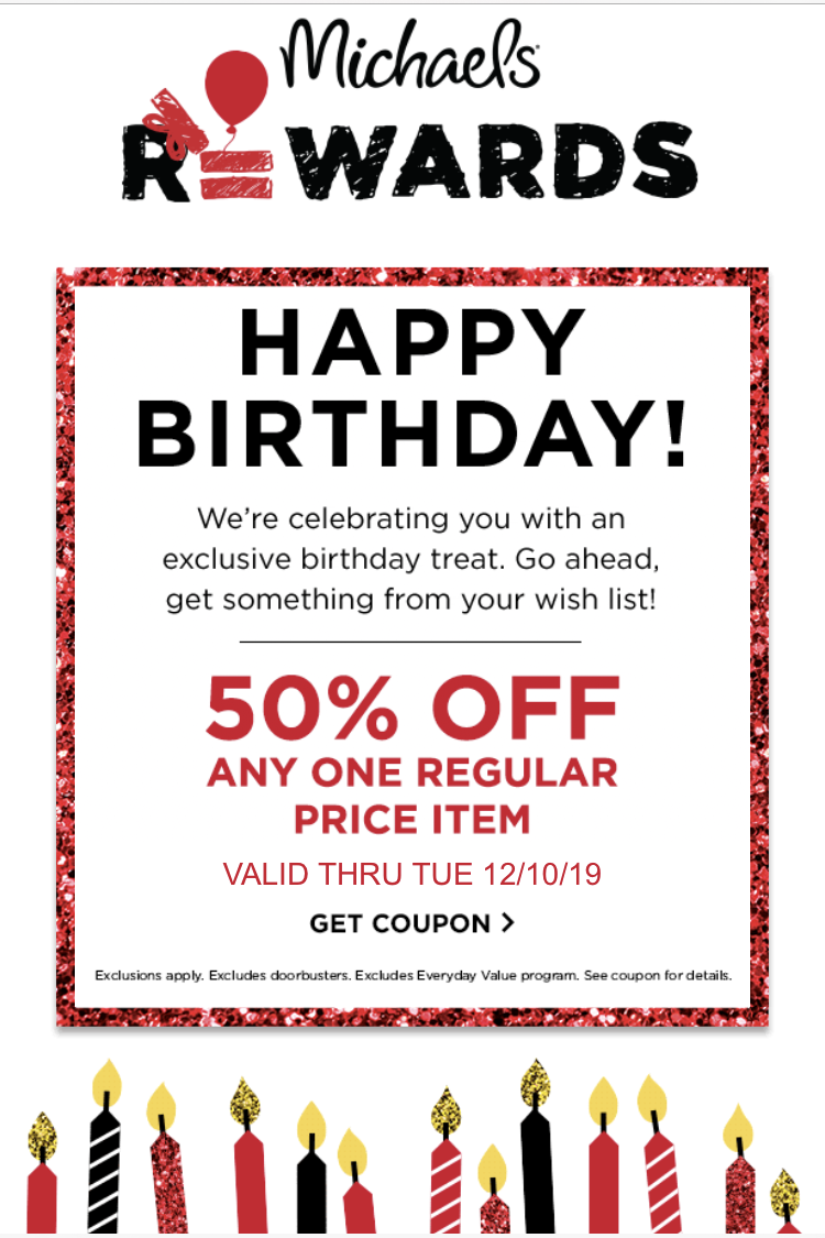 Michaels Birthday Freebie coupon – Unicorn Hideout